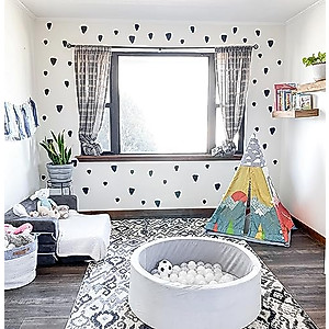 The Boho Design Vieli Arte Filled Triangles Hand Drawn. Wall Vinyl Sticker Decal Decor Nursery 67 psc. Adhesive Tribal Triangle for Kids Baby Bedroom Decoration (Black)