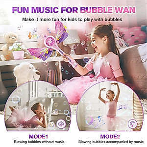 Dolanus Bubble Wands for Kids Girls - Bubble Machine with 7 Bubble Solutions & 3 AA Batteries, LED Light & Music, Outdoor Party Birthday Toddler Girl Toys, Gift for 3 4 5 6 7 8 Year Old