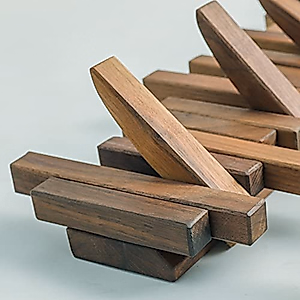 DESAINOPH® Wooden Coat Rack Wall Mounted Sticks Multi Rack Solid Handmade Natural Walnut Wood Artwork with 5 Flip-Down Unique Modern Hooks for Coats Bag Hat Umbrella