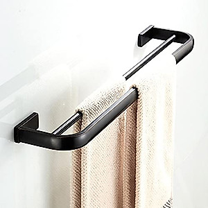 Black Home Wall Mounted Towel Rack Wall Storage Towel for Bathroom, Bronze Bathroom Towel Bar, Antique Brass Wall Mounted Towel Holder, Double Towels Hanger Shelf Rack for Kitchen