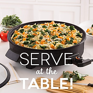 Dash Family Size Electric Skillet with 14 inch Nonstick Surface + Recipe Book for Pizza, Burgers, Cookies, Fajitas, Breakfast & More, 20 Cup Capacity, 1400-Watt - Black