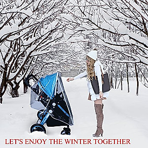 Baby Stroller Rain Cover Weather Shield Accessories Universal Size Protect from Rain Wind Snow Dust Insects Water Proof Ventilate Clear Food Grade Materia EVA Plastic Zipper Black White (black, small)