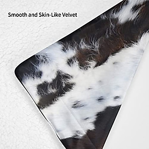 Black White Cow Skin Pattern Print Blanket Soft Sherpa Farm Animal Design Throw Blankets for Couch Farm Animal Cow Blanket Fluffy Blanket Travel Blanket Cute 60x80 Inch