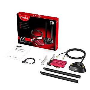 Cudy New AX5400 WiFi 6E PCIe Card, Bluetooth 5.2 PCIe Adapter, AX210 Inside,Tri Band Wireless Adapter, Bluetooth 5.2, Low-Profile Bracket, WPA3, MU-MIMO, OFDMA, Heat Sink, Windows 11, 10, WE4000