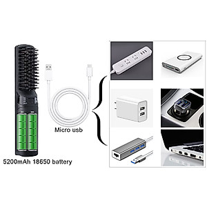 IHHAIR Premium Beard Mini Straightener Brush, Professional Straightener Brush for Men, Rechargeable 6400 mAh Straightening Tool Heated Comb, for Short & Long Beards for Home and Travel