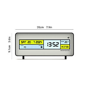 NEWGATE® Futurama Modern LCD Alarm Clock - Bedside Clock - Desk Clock - Digital Clock - Digital Alarm Clock - Bedroom Accessories - LCD Display - Office Clock - 12/24hr Display - White