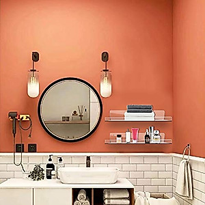 15'' Clear Shelf,Acrylic Floating Wall Ledge Shelves,Wall Mounted Nursery Kids Bookshelf,5MM Thick Invisible Spice Racks,U Shelves,Display Shelves for Office,Living Room,Bathroom,Kitchen,Set of 4