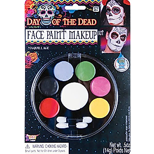 Forum Novelties Costume Day of The Dead Face Paint Makeup Kit, Net Wt. 14 g/.5 Oz