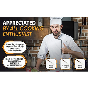 Custom Chef Stainless Kitchen 8-inch Knife with Sheath and Box, Laser Engraved Personalization Gift for Him, Her, Birthday, Housewarming, Anniversary, Kitchen Cooking Knife Gift Set