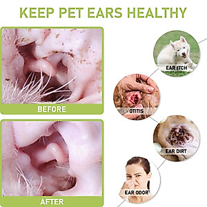 Pjordo Ear Cleaner for Dogs and Cats, 8oz Pet Ear Cleaner Solution, Dog Ear Treatment Helps Reduce Wax, Debris, Odor, Itching, Irritation, Cat Ear Wash Drops with 50pcs Cotton Swabs