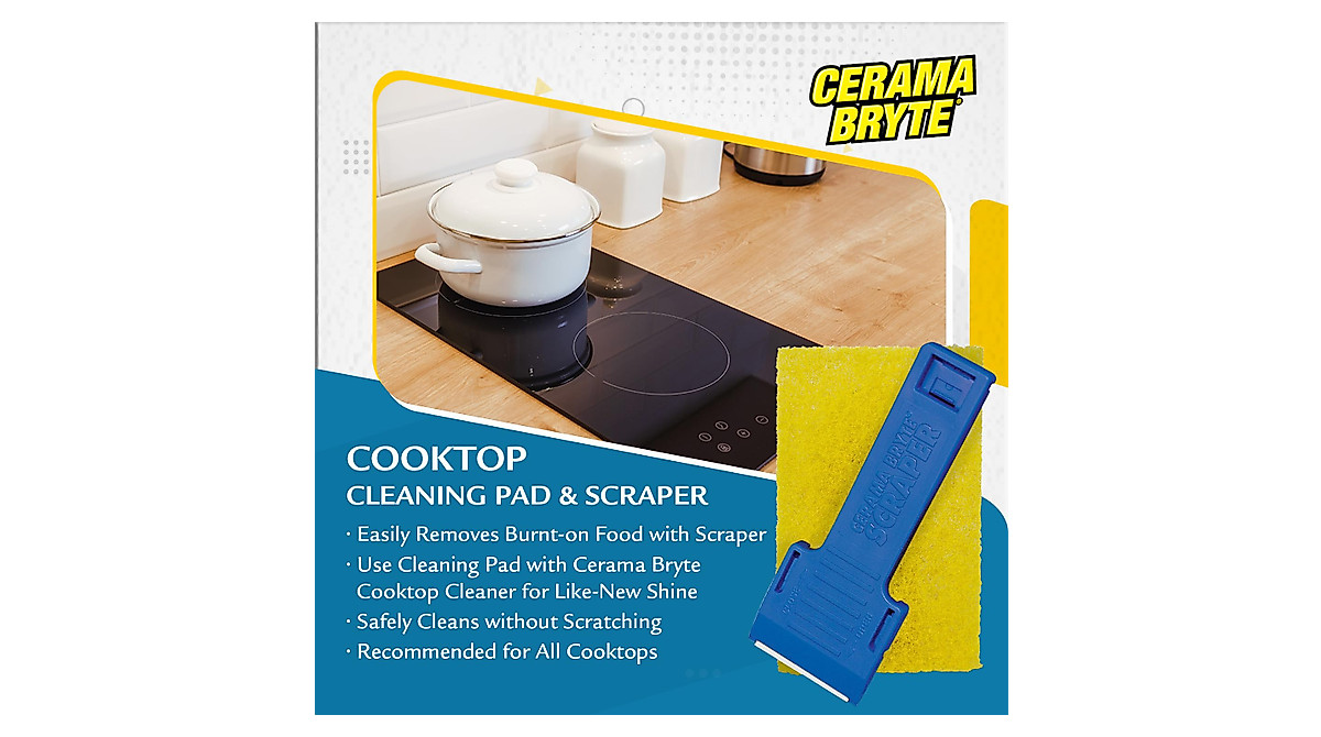 Cerama Bryte Scraper & Pad Combo for Cooktop Cleaning | Safe & Effective