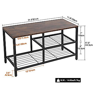ALUPOM Shoe Bench Rack,32 Inch Narrow Shoe Rack with Shelf,3-Tier Steel Storage Bench for Entryway,Living Room,Foyer
