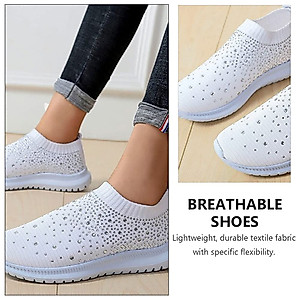 1pair Rhinestone Sneakers Miss White Sole: Rubber Simple
