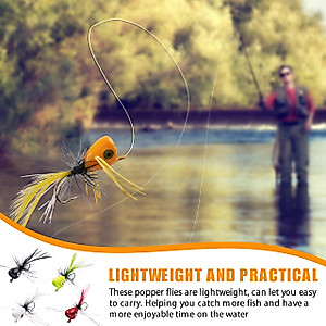Fly Fishing Flies Fly Popper Panfish Bass Popper Flies Dry Fly Fishing Flies Topwater Bait Fly Fishing Popper for Bass Trout Panfish Crappie Bluegill Sunfish