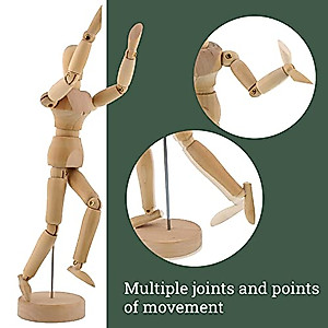 US Art Supply® Wood Artist Drawing Manikin Articulated Mannequin with Base and Flexible Body - Perfect for Drawing The Human Figure (5" Male)