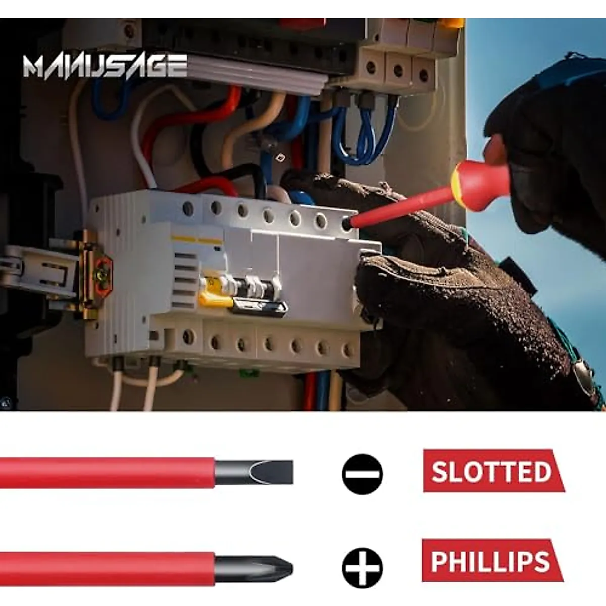 Manusage 1000V Insulated Electrician Screwdriver Set, 8-Pieces CR-V Magnetic Phillips Slotted Screwdriver Compatible with Tesla model 3 model y Cybertruck Charging stations