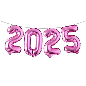 16 Inch 2025 Balloons Number 2025 Foil Balloons for New Years Eve Party Supplies Anniversary Party Graduation Decorations Home Office Decoration (2025 Rose Red)