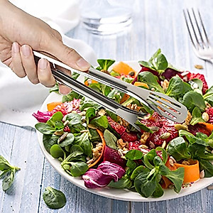 Serving Tongs Kitchen Tongs,Buffet Tongs, Stainless Steel Food Tong Serving Tong,small tongs 6 Pack (7 Inch)