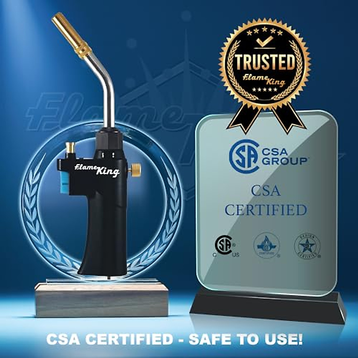 Flame King FK-028CGA High Intensity Propane Torch Head for Soldering, Brazing, Plumbing, Lighting Charcoal/Fire Pits,Compatible with 1LB Cylinders, MAPP, and MAP-PRO