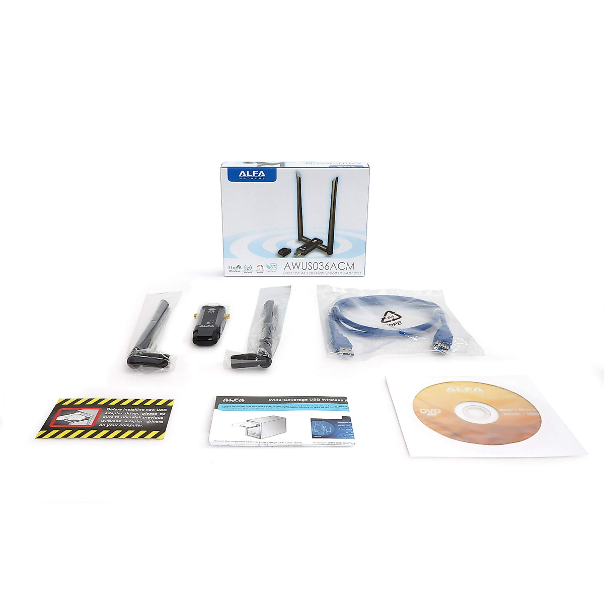 ALFA Network AWUS036ACM Long-Range Wide-Coverage Dual-Band AC1200 USB Wireless Wi-Fi Adapter w/High-Sensitivity External Antenna - Windows, MacOS & Kali Linux Supported