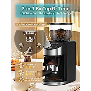 Gevi Burr Coffee Grinder, Adjustable Burr Mill with 35 Precise Grind Settings, Electric Coffee Grinder for Espresso/Drip/Percolator/French Press/American/Turkish Coffee Makers, 120V/200W, Black