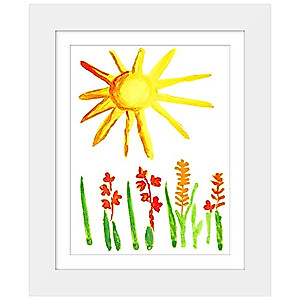 Americanflat 10x12.5 Kids Art Frame - Front Loading Picture Frame - Use as 8.5x11 Frame with Mat or 10x12.5 Frame Without Mat - My Mini Masterpiece - Holds 100 Artworks - White