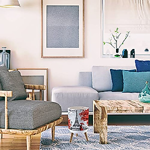 SHL96PZGX Small Garbage Can with Lid Oil Painting Paris European City Landscape France Eiffel Tower Black with Wood Long Legs Simple Human Trash Can for Kitchen, Bathroom, Dog Proof, 1.8 Gallon - 7L