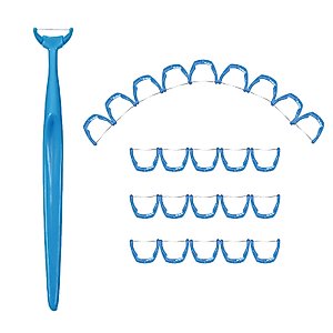 1 Piece Reusable Dental Floss Holder Handle +100 Pieces Replacement Floss Heads Teeth Stick Toothpicks Floss to Clean Between The Tooth