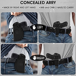 2 Pack Gun Holster, Concealed Carry Holsters for Women Men, Universal Holster for Pistol, IWB Holster for Most Compact Subcompact P365 P938 Glock 19 26 27 43 Taurus G3C SCCY CPX-2 M&P Shield 9mm