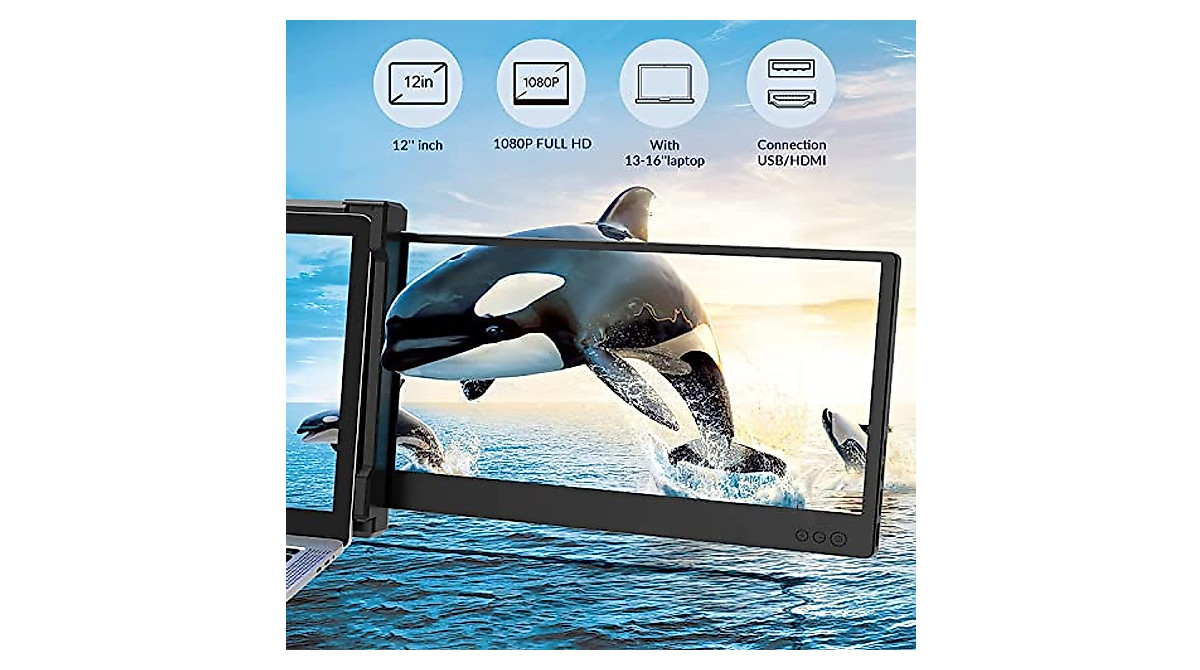 JJTechGiant Portable Dual Monitor for Laptop 12-inch FHD Screen Extender