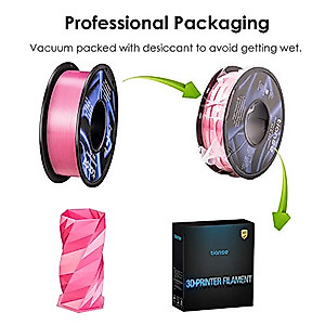 TIANSE Silk PLA 3D Printer Filament, Shiny Metallic Pink 3D Printing Filament 1.75mm,1kg 2.2lbs Spool, Dimensional Accuracy +/- 0.03mm (Pink)