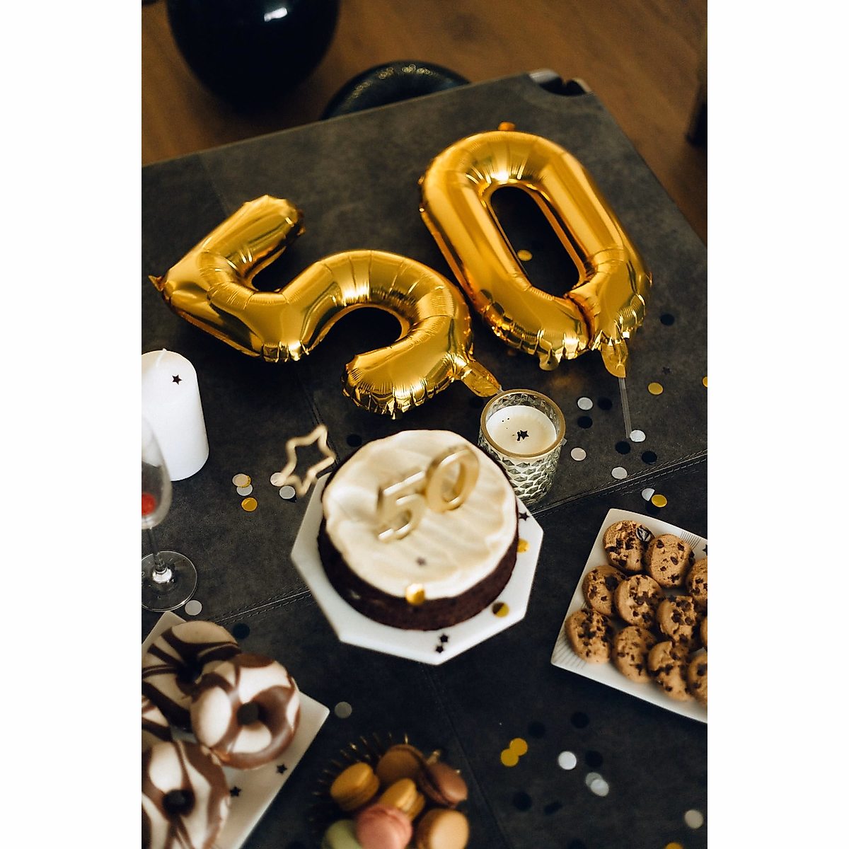 [10] 16" Number Gold Foil Balloons 0-9 set, Mylar Aluminum Hanging Numbers for Graduation Birthday Party Decorations Christmas New Year eve (10 Pcs)