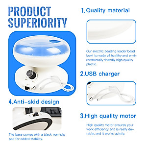 Hobbyworker Electric Clay Bead Spinner Kit with 3pcs Bead Trays 2pcs Bead Spinner Needles, 1000pcs Clay Beads and 1300pcs Seed Beads 8m Elastic Cord for Bracelet Necklace Jewelry Making (Patented)