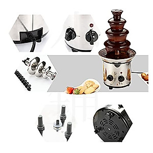 CHOLISM Chocolate Fondue Fountain Machine, 4 TIER 3-Pound Capacity Stainless Steel Fondue Fountain for Chocolate Nacho Cheese, BBQ Sauce, Ranch, Liqueurs