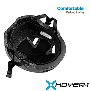 Hover-1 GR-300 Impact Resistant Adult Helmet | For Ages Above 14, Detachable Magnetic Visor, EPS Foam Padding, Adjustable Straps & Secure Buckle, Large, Black
