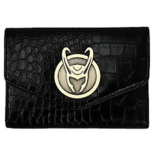 Marvel Comic Book Loki Black Envelope BiFold Reptile Textured Wallet