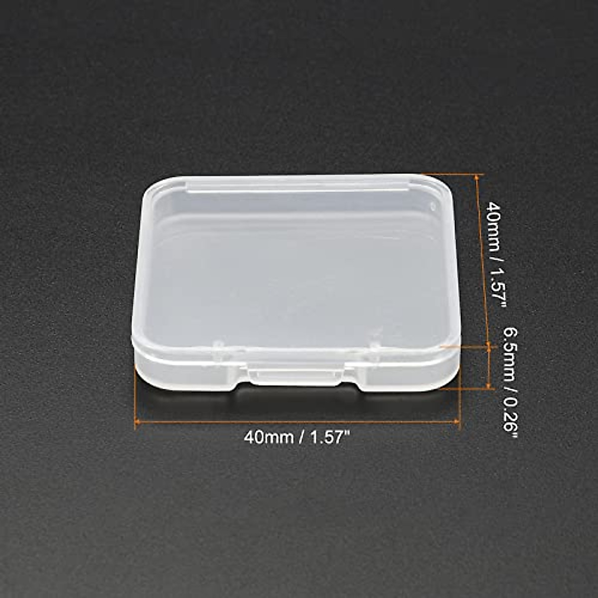 PATIKIL Clear Storage Container with Hinged Lid 40x6.5mm, 12 Pack Plastic Square Box for Beads Art Craft