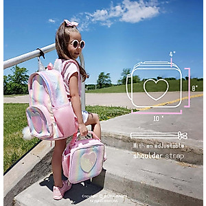 mibasies Girls Lunch Bag for Kids Rainbow Insulated Box with External Bottle Holder