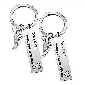 cathyhg 2 Pack Drive Safe Handsome Keychain, Gift for Trucker Husband, Dad, Boyfriend, Gift for Valentine’s Day,Stocking Stuffer