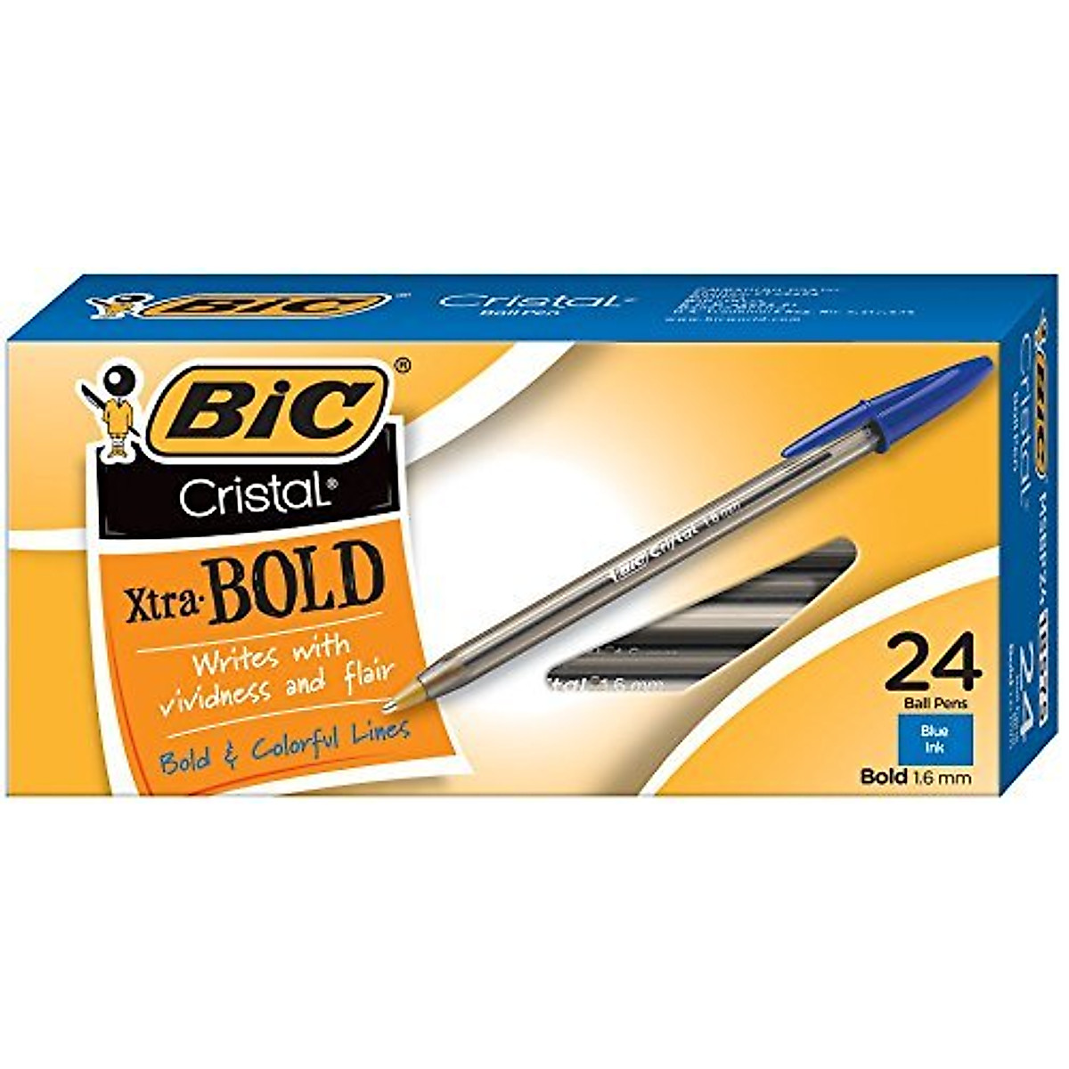 Bic Cristal Xtra Bold Stick Ballpoint Pens Combo Set: Set Includes 72 Pens ( Assorted Fashion Colors: Black, Blue, Green, Red, Purple, Light Blue, Lime Green)