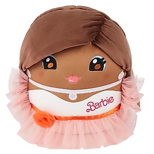 Barbie Cuutopia Plush, 10-inch Soft Pillow Doll Inspired by Iconic ‘80s Peach Gown with Tactile Ruffle Sleeves & Long Hair, Collectible Toy