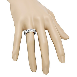 Dazzlingrock Collection 14K Round Blue Sapphire & White Diamond Women Anniversary Band, White Gold, Size 6