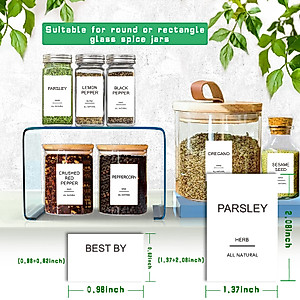 GPOVVIMX 191 Spice Jar Labels Preprinted Minimalist Stickers - White Waterproof Label - Fit Round or Rectangle Spice Jars - Herb Seasoning Kitchen Pantry Labels