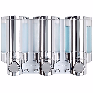 Better Living Products Aviva Shower Dispenser 3, Shampoo and Soap Dispenser, 3 x 11 fl. oz. Chrome, 11.2 x 3.5" x 7"
