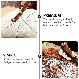 Angoily Bread Lame Tool Bread Knife with Blade: 1 Set Dough Baking Cutter with Blades- Baker Tools Set for Kitchen- Wooden Slicer for Bakers- Making French Sourdough Knives (Coffee)