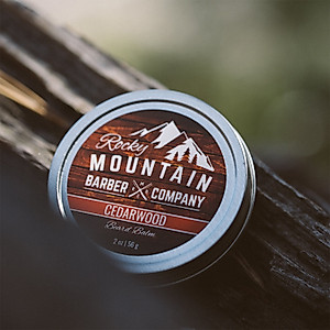 Beard Balm - Rocky Mountain Barber - 100% Natural - Premium Wax Blend with Cedarwood Scent, Nutrient Rich Bees Wax, Jojoba, Tea Tree, Coconut Oil