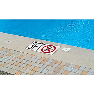 Ceramic Swimming Pool Waterline Depth Marker "3 FT" Smooth Finish, 4 inch Font