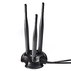 Eightwood 2.4GHz 5GHz Dual Band WiFi Antenna, 3 RP-SMA Connector WiFi 6 Antenna Magnetic Base for PC Desktop Computer, PCIe WiFi Card, WiFi Wireless Router, Mobile Hotspot, External WiFi USB Adapter