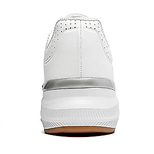 ANJOUFEMME Fashion Wedge Sneakers for Women - White Comfortable Slip on Sneakers for Women Non Slip Tennis Shoes Womens Breathable Walking Shoes