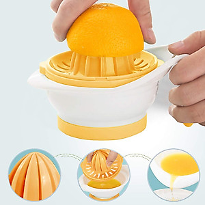 Matyz Versatile Baby Food Maker Set - Toddler Food Mills with Mash Bowl, Hand Masher, Citrus Juicer, Grater - Making Homemade Baby Food - Fruits and Vegetables Masher - BPA Free (Yellow)
